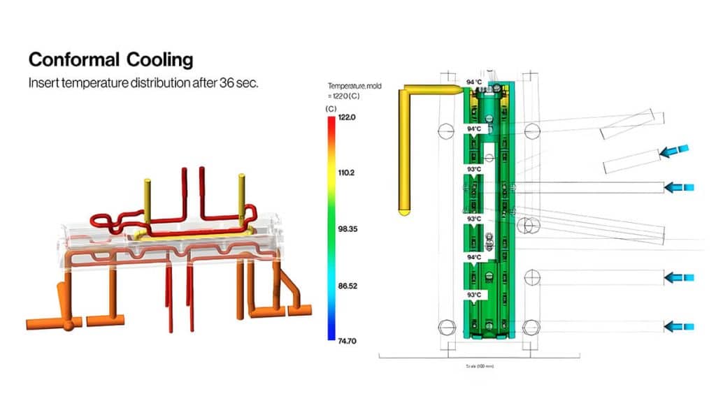 conformal cooling vs. conventional cooling - YUCO MOLD